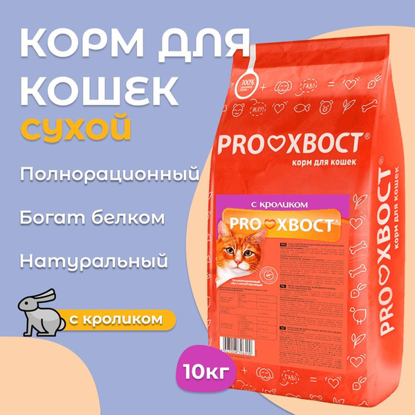 Корм для кошек ProХвост / Прохвост 10 кг, кролик сухой - купить с ...