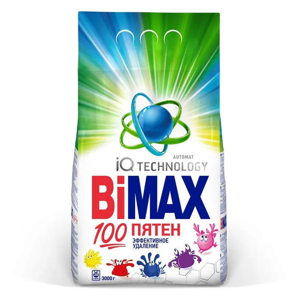 Bimax Стиральный порошок Бимакс 100 пятен автомат, 3000 г - купить с доставкой по выгодным ценам ...