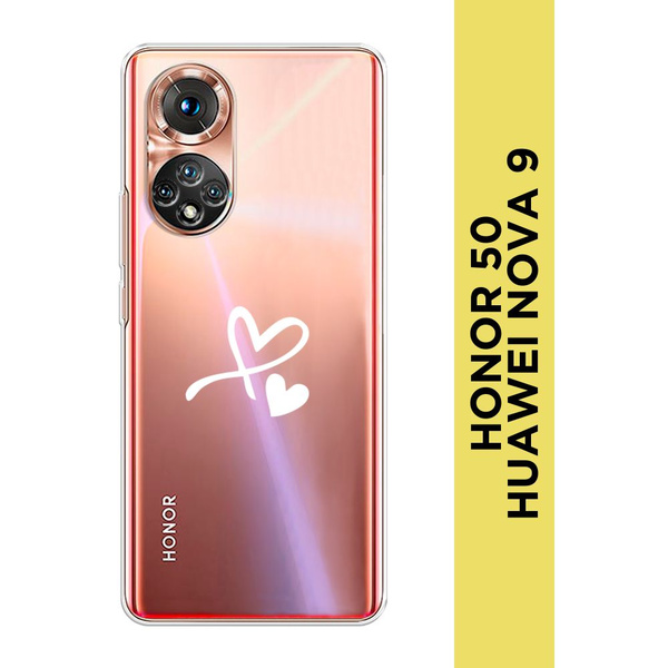 Силиконовый чехол на Huawei Honor 50/Nova 9 / Хонор 50/Нова 9 "Сердечко минимализм", прозрачный ...