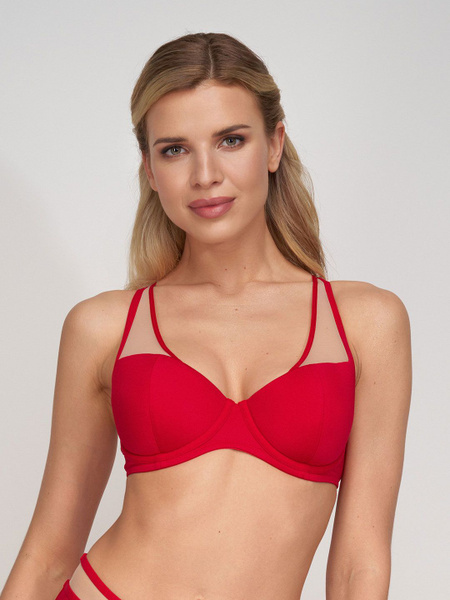 Бюстгальтер Женский Palmetta на косточках, размер 80B красный Повседневный Россия Крючки ...