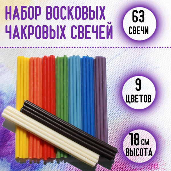 Свечи восковые цветные магические эзотерические Чакровый набор 7 чакр ...