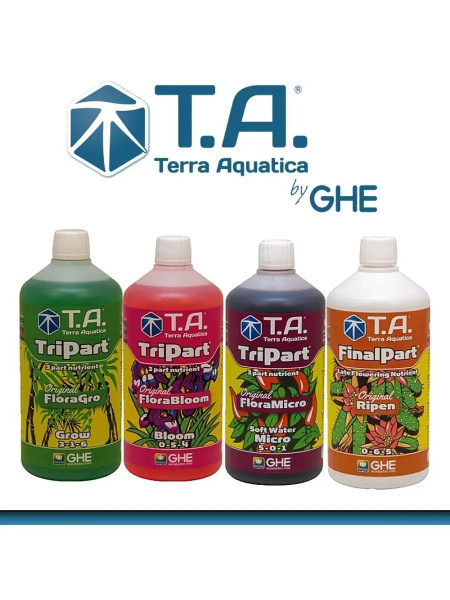 Комплект / набор удобрений GHE Flora / Terra Aquatica (Grow+Bloom+MicroHW+Ripen) 4 шт по 1литру ...