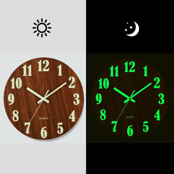 Часы настенные интерьерные бесшумные 3d флуоресцентные 30х30 см арабские цифры купить по