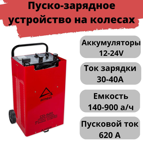 ARNEZI Устройство пуско-зарядное, макс.ток 620 A, 670 мм - купить с доставкой по выгодным ценам ...
