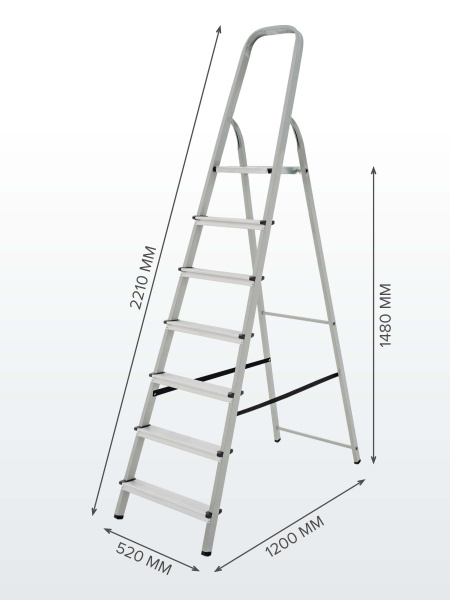 Стремянка 7 ступеней стальная с алюминиевыми ступенями Kroft. купить на ...