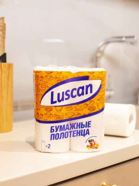 Бумажные полотенца Luscan, рулонные, двухслойные, 2 рулона по 12,5 ...