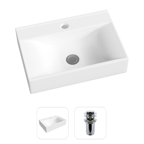 Накладная раковина для ванной Helmken 88745000 комплект 2 в 1: умывальник прямоугольный 45 см ...