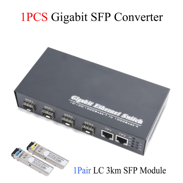Медиаконвертер 1 шт., гигабитный SFP, трансивер 4 SFP на 2 RJ45 ...