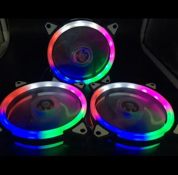 Вентилятор для компьютера 120 мм красочный с подсветкой RGB прозрачный ...