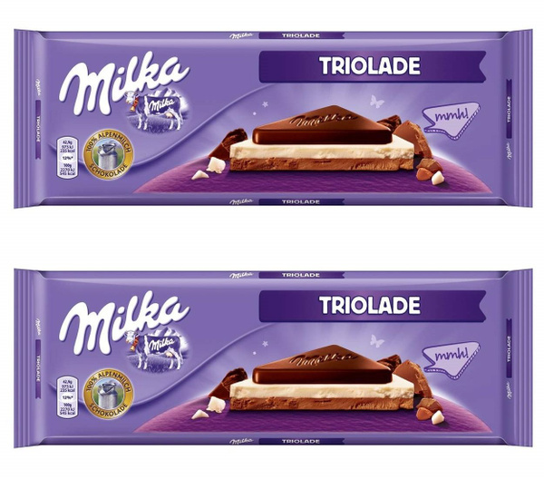 Milka Шоколад молочный Triolade, белый и темный, 280 г, 2 шт - купить с ...