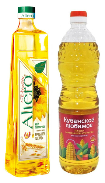 Масло подсолнечное Altero с зародышами пшеницы, 810 мл. + Кукурузное ...