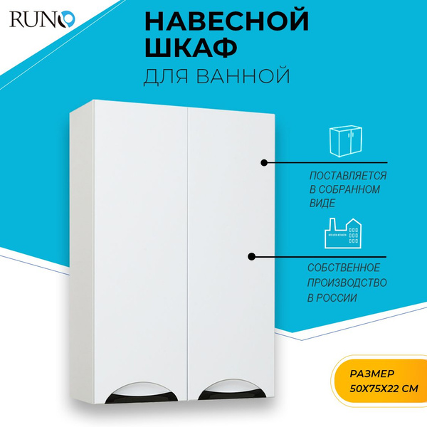 Шкаф навесной / Runo / Барселона 50, универсальный, белый - купить с ...