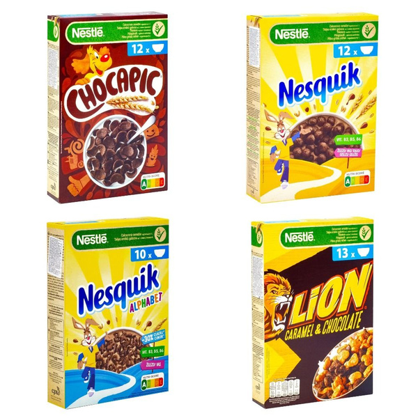 Набор готовых завтраков Nestle Nesquik + Lion + Chocapic, 4 пачки ...