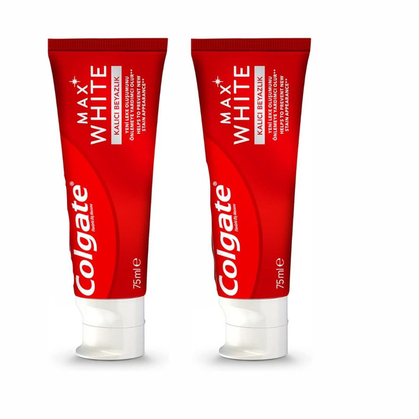 2 зубной пасты Colgate Max White Permanent Whiteness 75 мл (2 x 75 мл) - купить с доставкой по ...