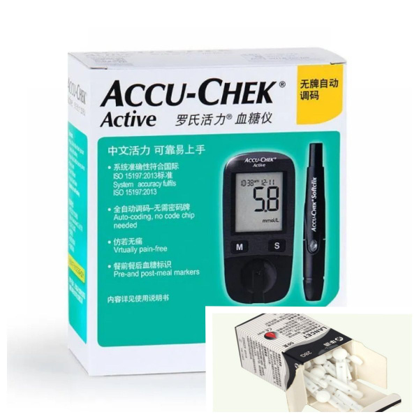 Глюкометр Акку-Чек Актив (Accu-Chek Active)+ иглы для глюкозы крови (50 ...