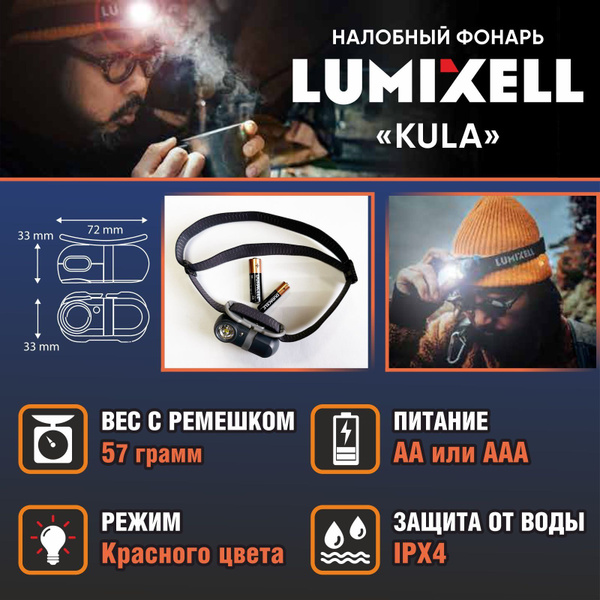 Фонарик налобный Kula Premium 120 лм Белый и красный свет Питание AA/AAA купить на OZON по ...