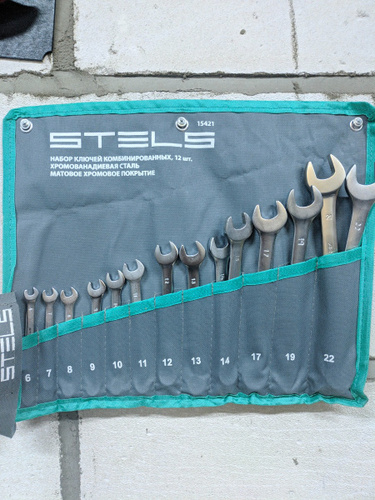 Набор ключей комбинированных STELS, 6-22 мм, 12 граней, сталь CrV с антикоррозийным покрытием ...